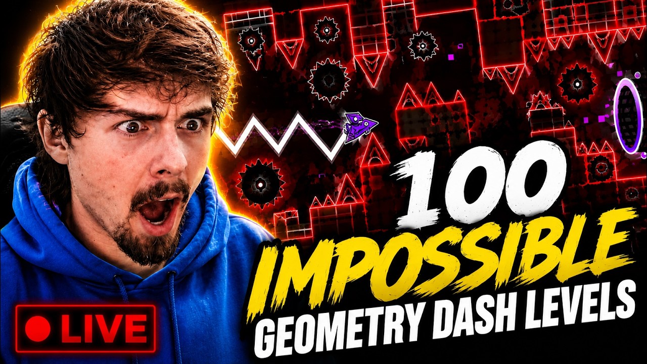 I Tried Beating 100 Impossible Geometry Dash Levels