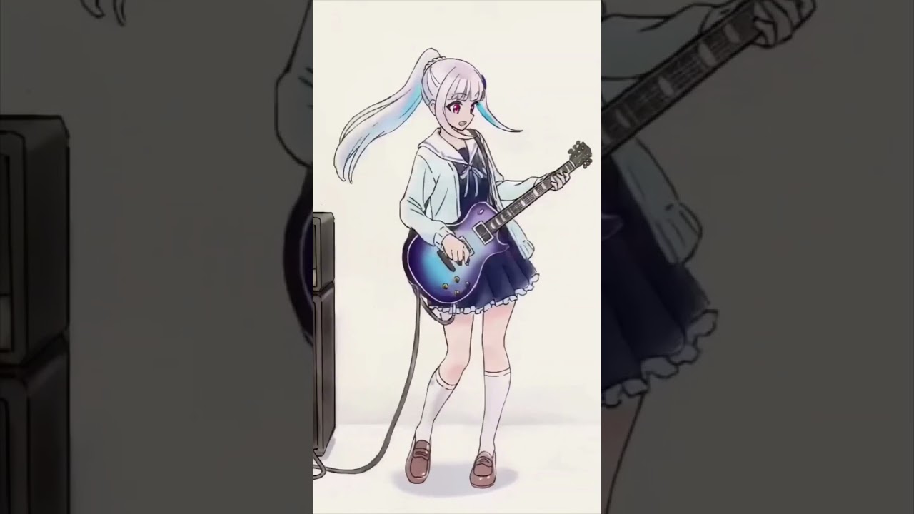 Cute Anime Girl Playing Guitar