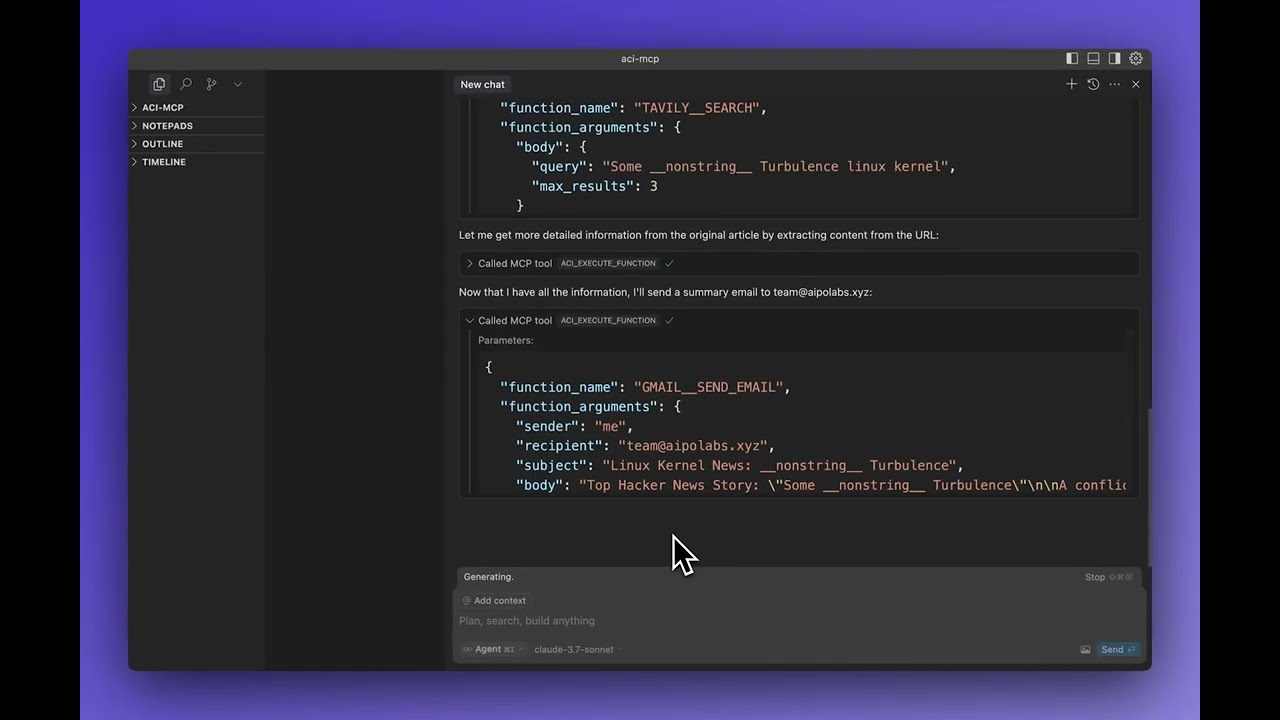 ACI.dev Unified MCP Server Demo (with Cursor) (April 2025)