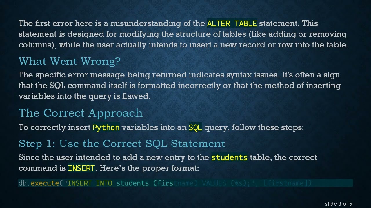 How to Correctly Insert Python Variables into an SQL Query