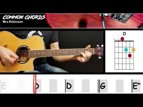 Mrs Robinson (ver1) - Simon & Garfunkel | EASY GUITAR CHORDS | Common Chords