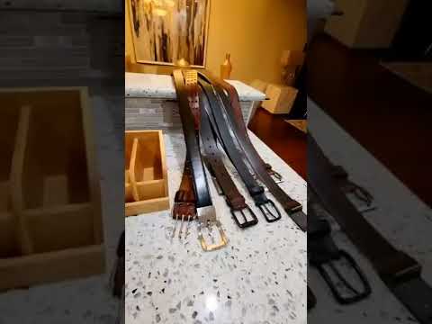 MinBoo Bamboo Belt Organizer Box ,6 Grids Belt Rack
