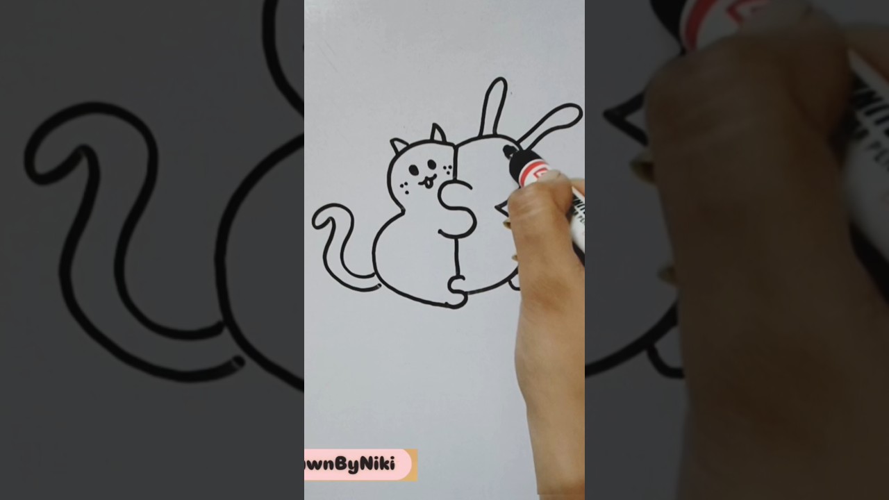 Easiest Doodle 🐱🐰 | Easy Step by Step Tutorial for Beginners | Kawaii Doodle Art