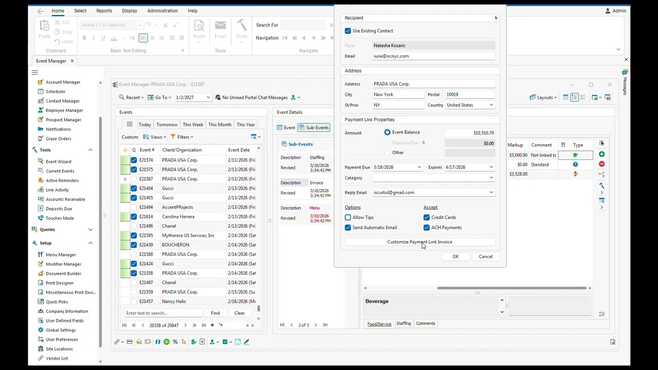 Caterease - Payment Link Creation