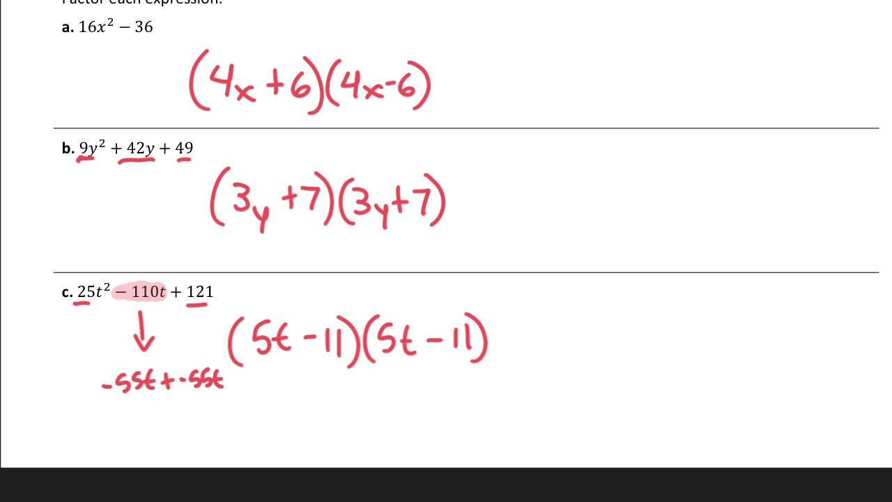 Algebra 2 - Unit 4.4 Notes Video Examples 1-4