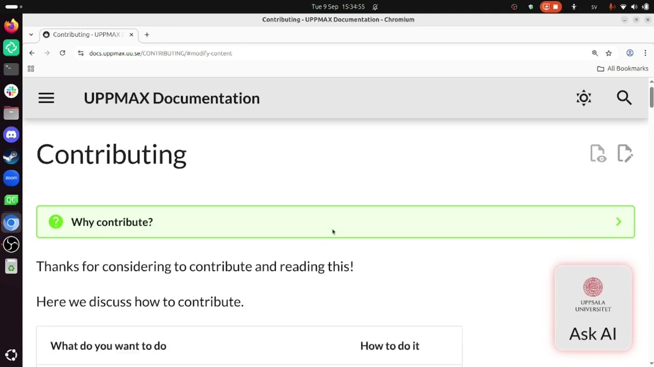 How to contribute to the UPPMAX documentation