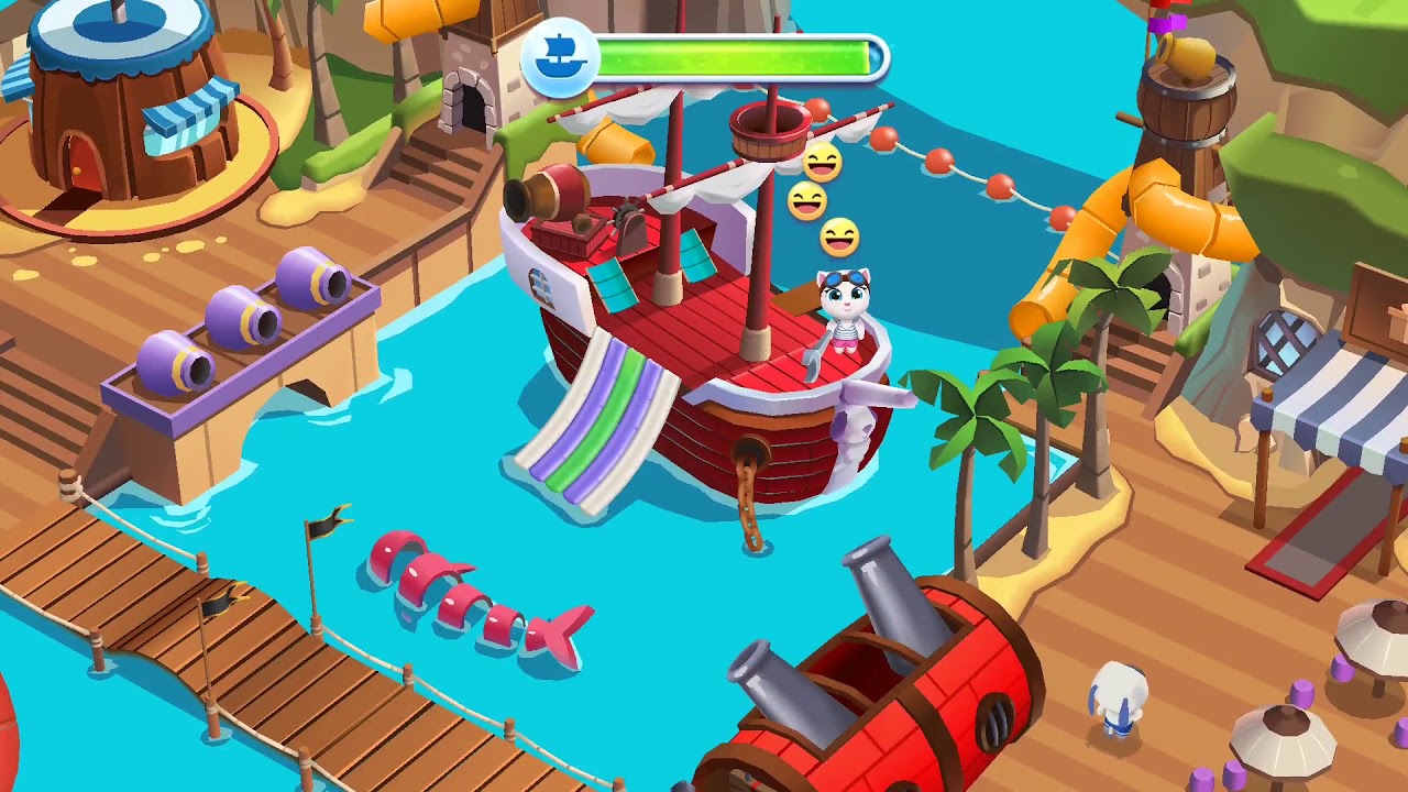 Talking Tom Pool Building Octo Pool & Pirate Cove At Once | Talking Tom games | Droidnation