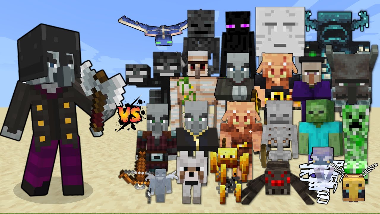 Armored Vindicator (Minecraft Dungeons) vs Every mob in Minecraft - Armored Vindicator vs All mobs