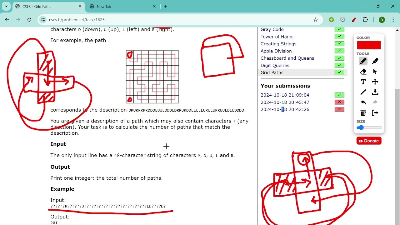 grid paths cses solution