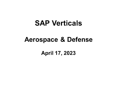 Analyst Cam: SAP Industries - Aersospace & Defense