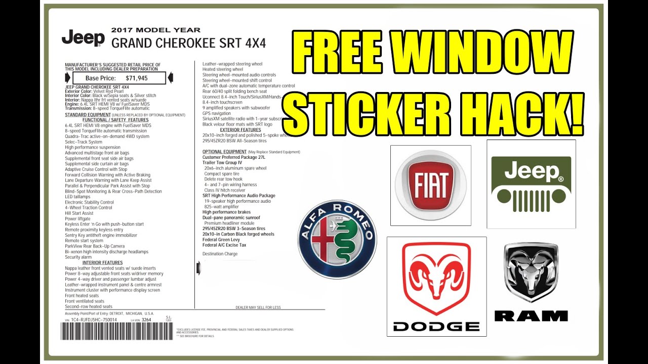 How to Get FREE CHRYSLER DODGE JEEP WINDOW STICKER!