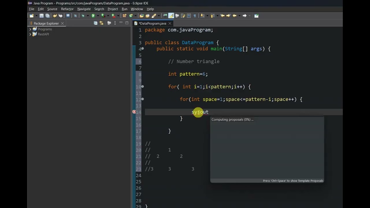 Number Pattern Program in Java | Right Aligned Number Pyramid Pattern Printing