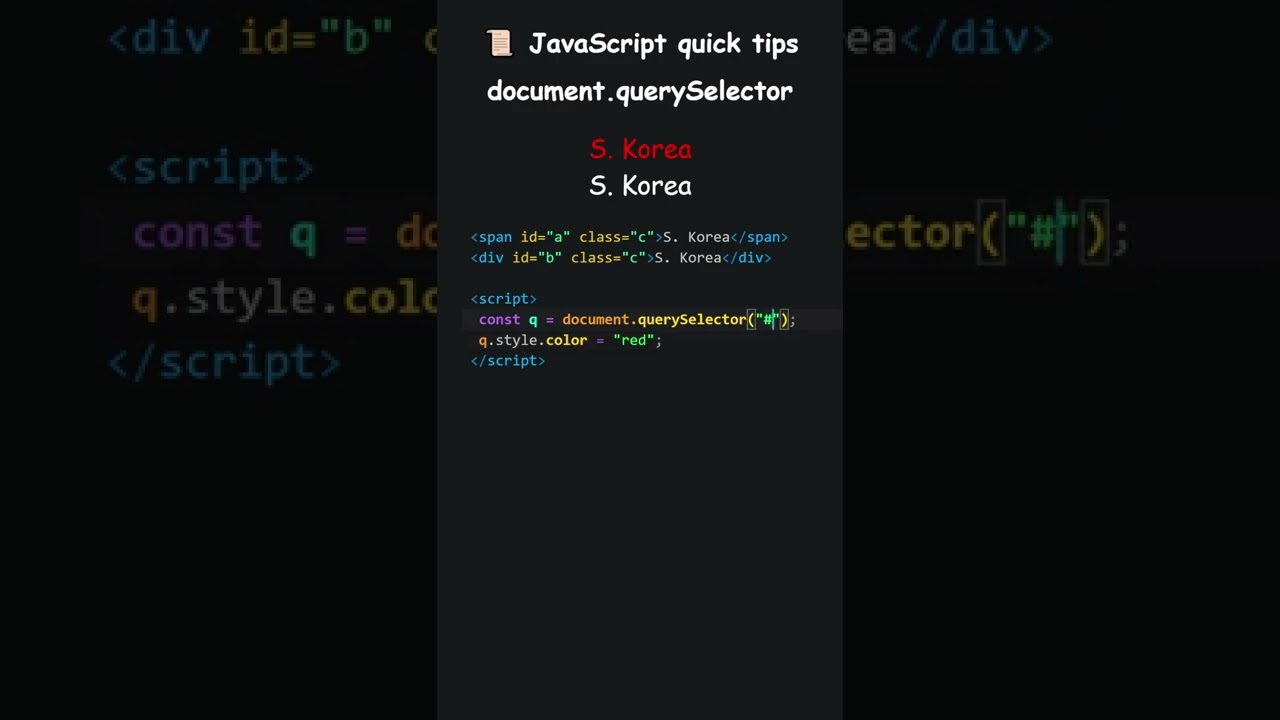 📜 JavaScript quick tips | document.querySelector