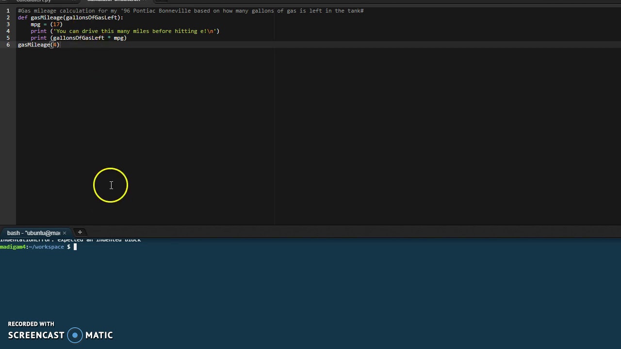 Python function calculating gas mileage