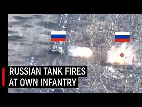 Russian Tank Tragets Own Infantry From Up Close In Ukraine