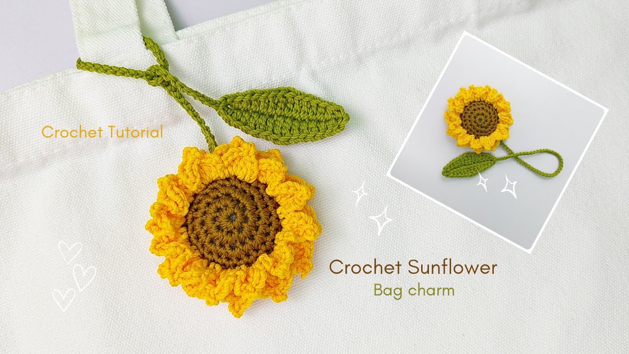 Gantungan tas bunga matahari rajut | crochet sunflower bag charm