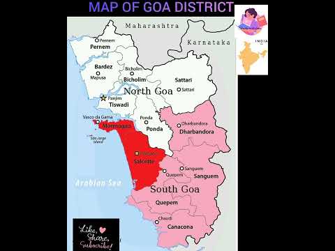 MAP OF GOA DISTRICT#goa#india#indiangeography#upsc#opsc#geography#shorts#map#shots#studywithkoko