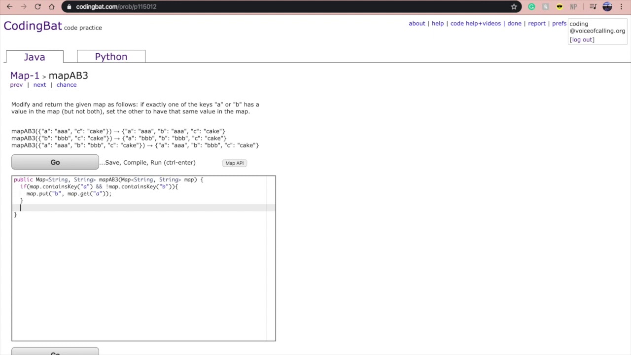 Map-1 (mapAB3) Java Tutorial || Codingbat.com