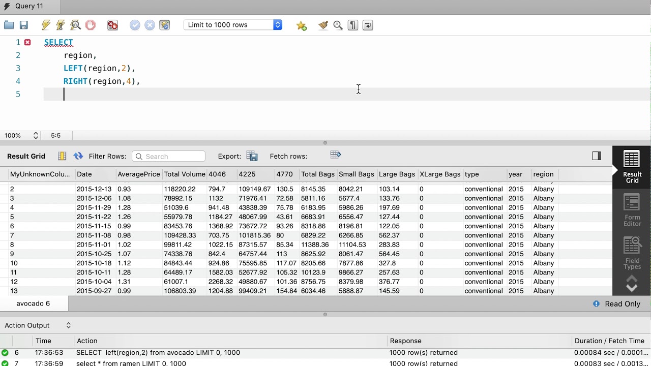 MySQL Practice - Extract A Substring: LEFT(), RIGHT(), SUBSTR()