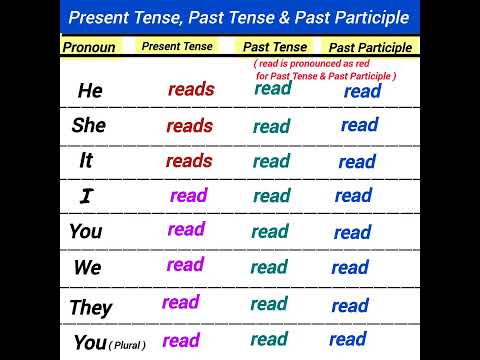 read past participle past tense present tense base verb read