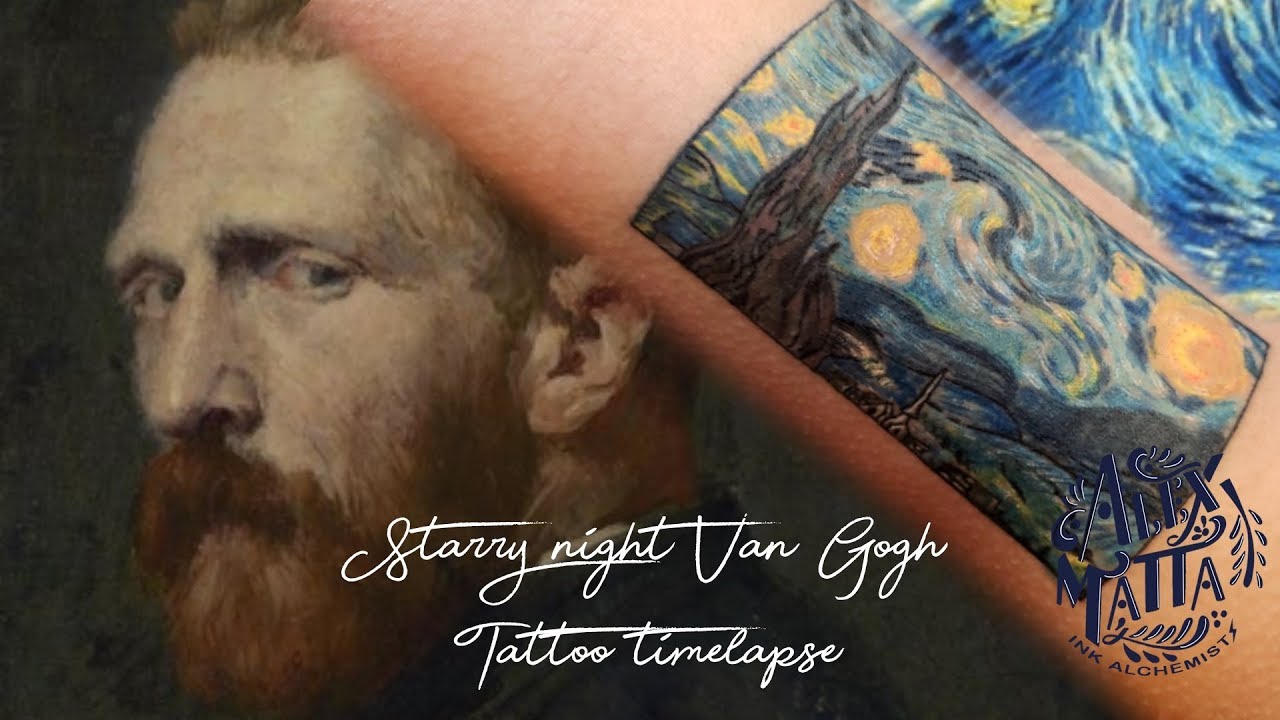 Noche estrellada/Starry night tattoo time lapse