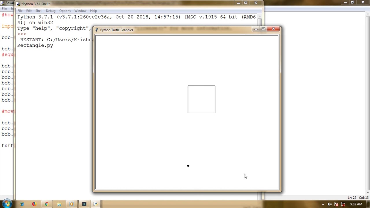 How to draw a square and rectangle in python using turtle library