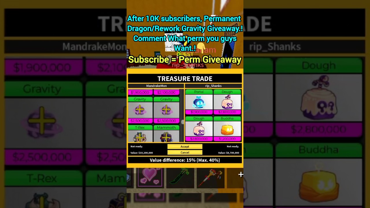 Rework Gravity Giveaway for my Subscribers.!😱❤️ #bloxfruits #roblox ##trending #shorts