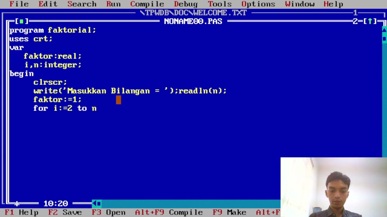 Program Mencari Bilangan Faktorial | Turbo Pascal