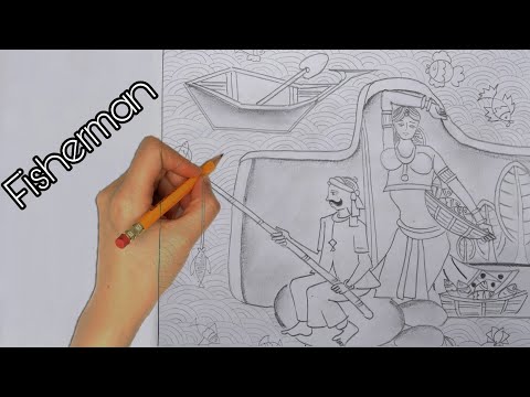 How to draw easy Fisherman ! Pencil sketch Fisherman drawing ! Drawing for step by step