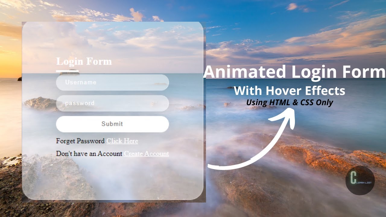 How to make Animated Login Form With Hover Effects Using Html & Css