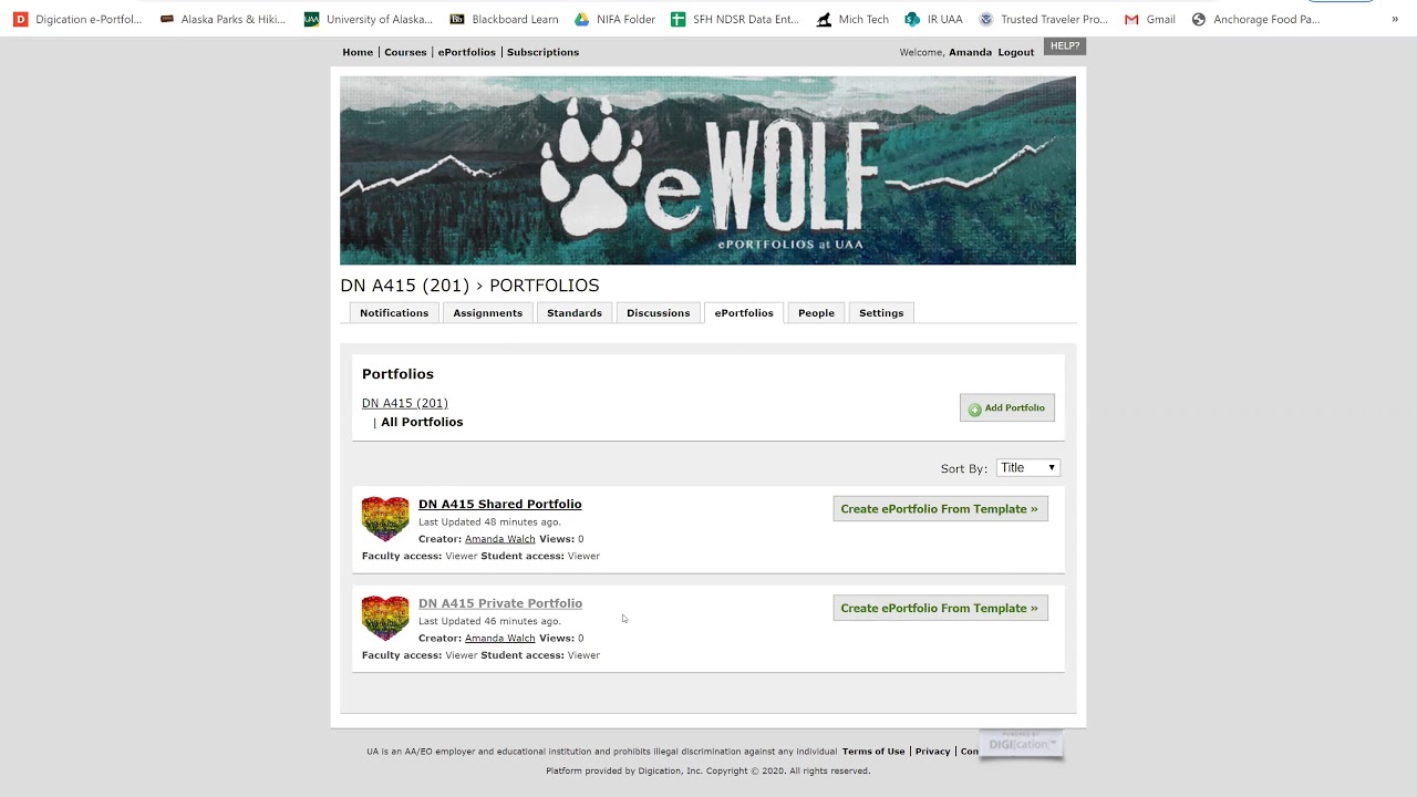 Adopting the ePortfolio Templates