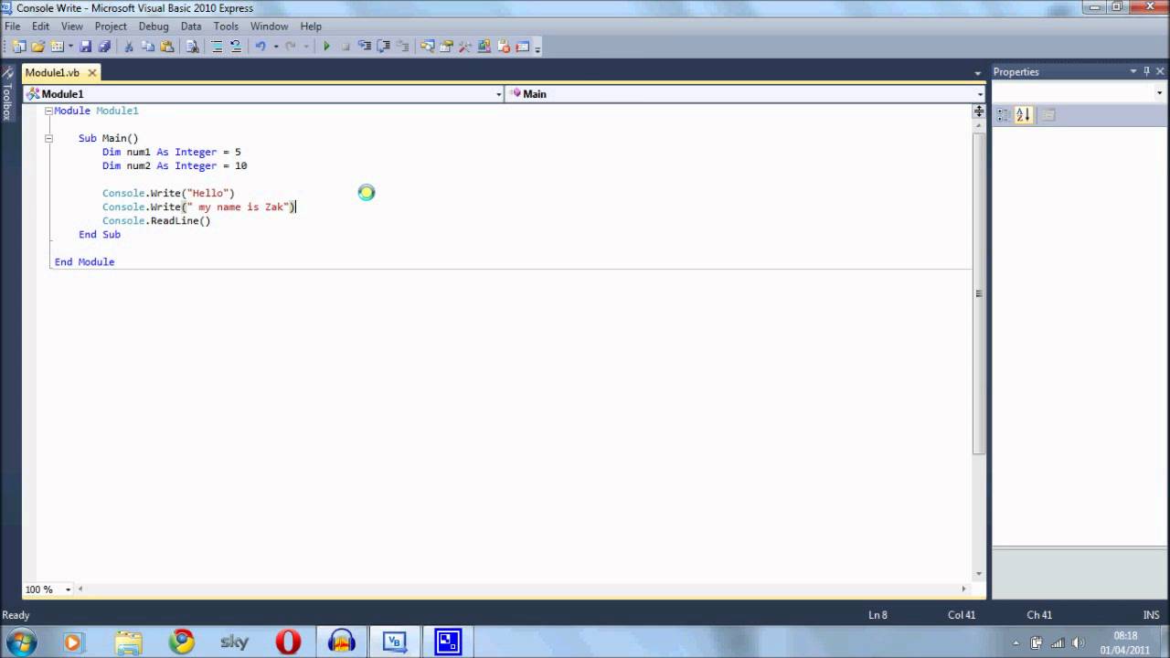 Visual Basic  (VB) Tutorial 6: Console.Writeline