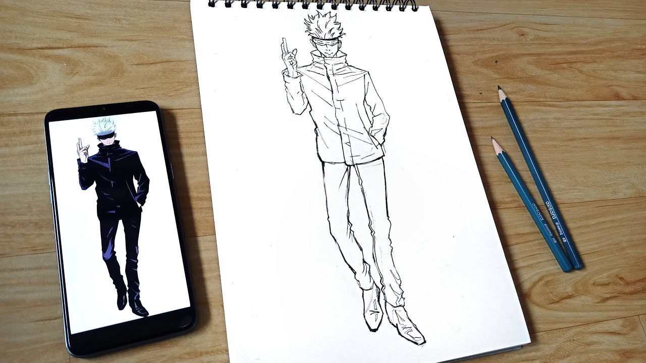 How to Draw Gojo Satoru (Full Body) | Drawing Gojo Full Body | Anime Drawing Easy - Jujutsu kaisen