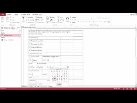 Resume Database: Creating the Entry Form Part 5