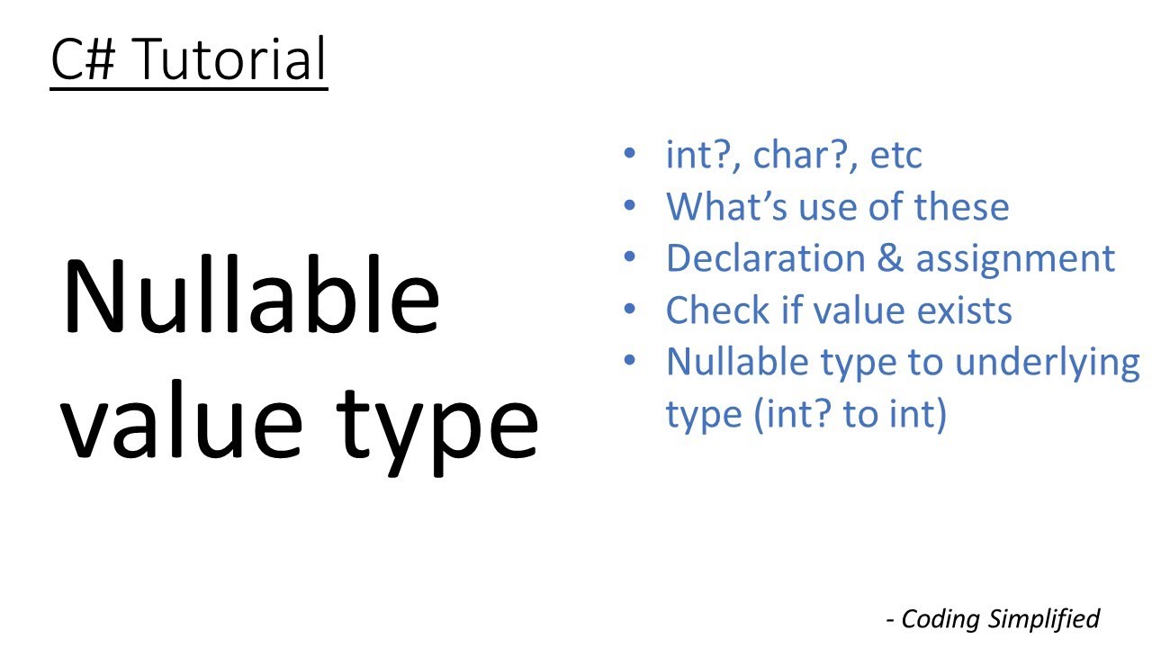 C# Tutorial: Understanding Nullable value type in C#