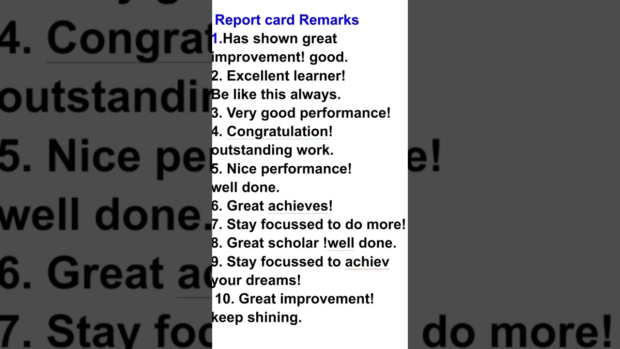 # report card remarks!