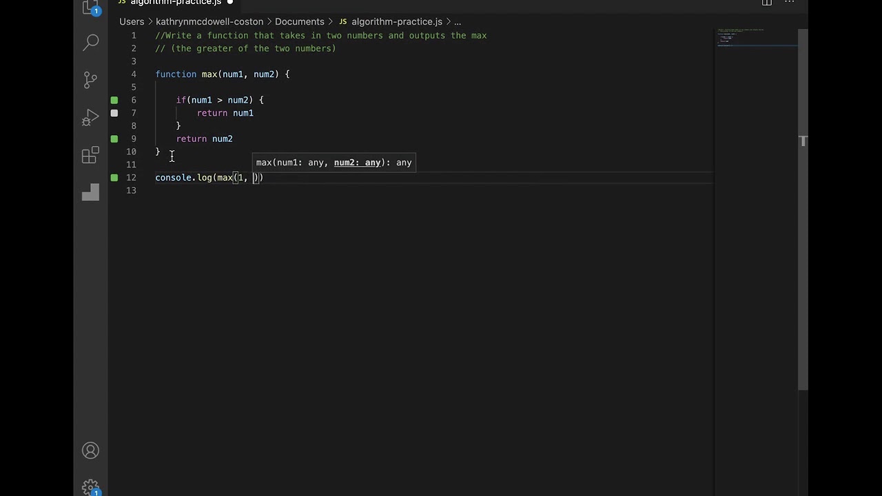 Javascript Function- Output Max Number of Two