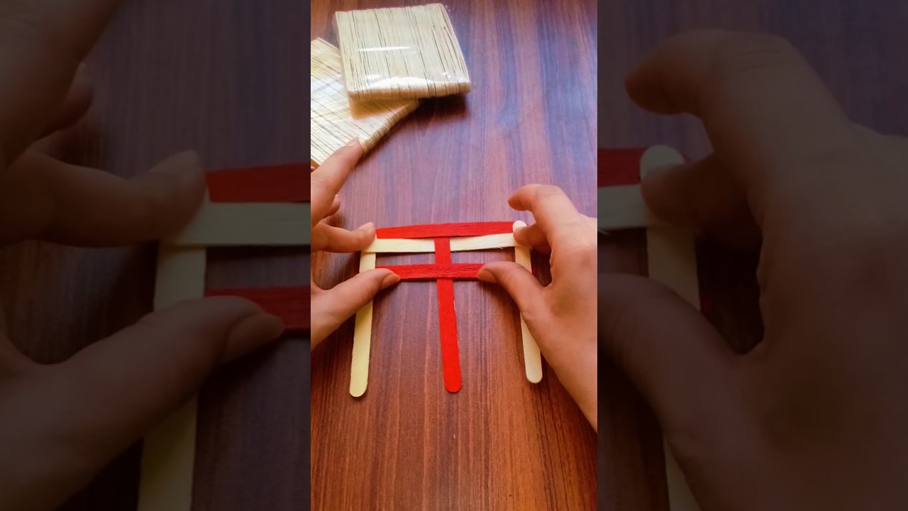 Ice Cream Stick Craft WITHOUT Glue! #Shorts  #diy #craft