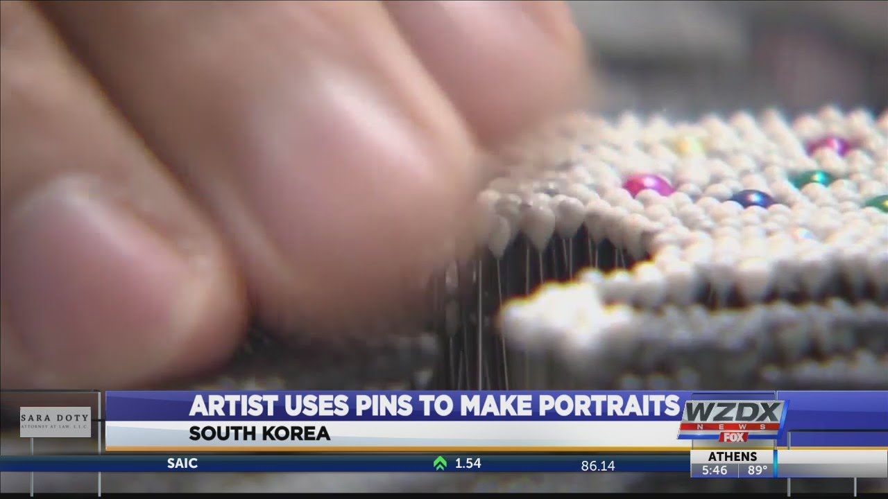 South Korean artist uses pins to make portraits