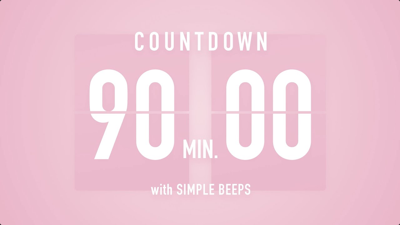 90 Minute Countdown Timer 🌸 Flip Clock with Simple Beeps 🔔