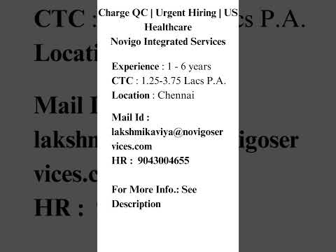 Charge QC | Urgent Hiring | US Healthcare Novigo Integrated Services