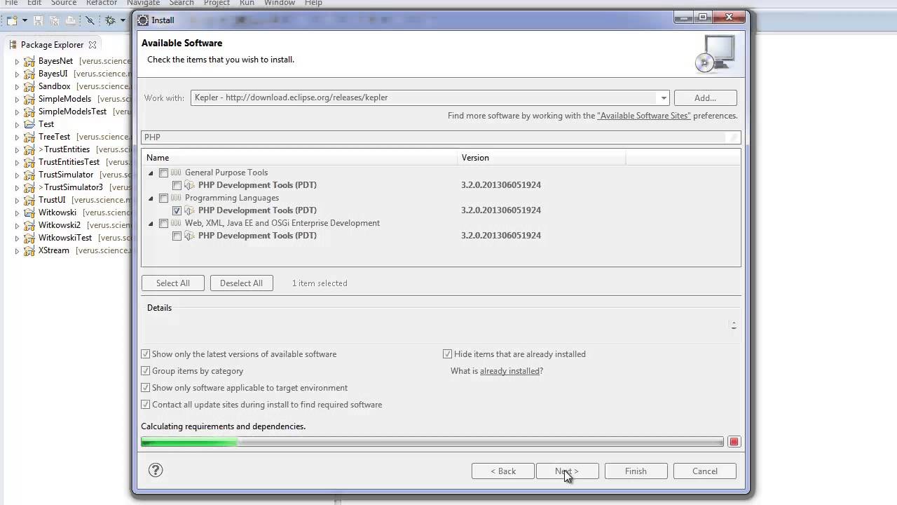 Installing Eclipse PHP Development Tools