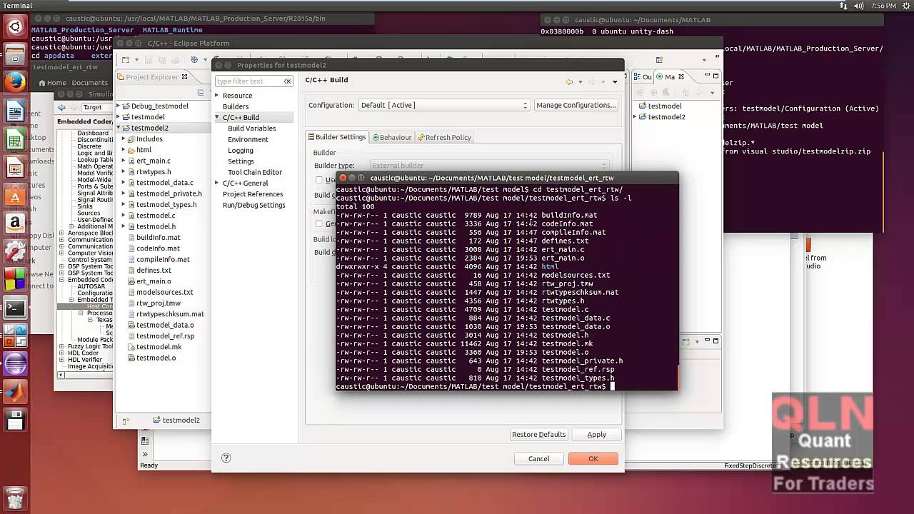 Simulink code generation to c++ in Linux Ubuntu and Eclipse IDE
