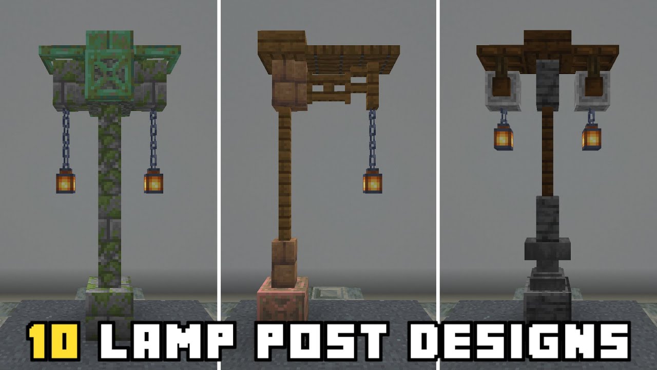 Minecraft | 10 Lamp Post Designs | Tutorial