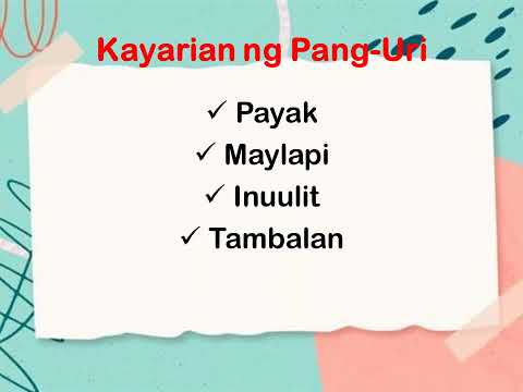 Kayarian ng Pang uri
