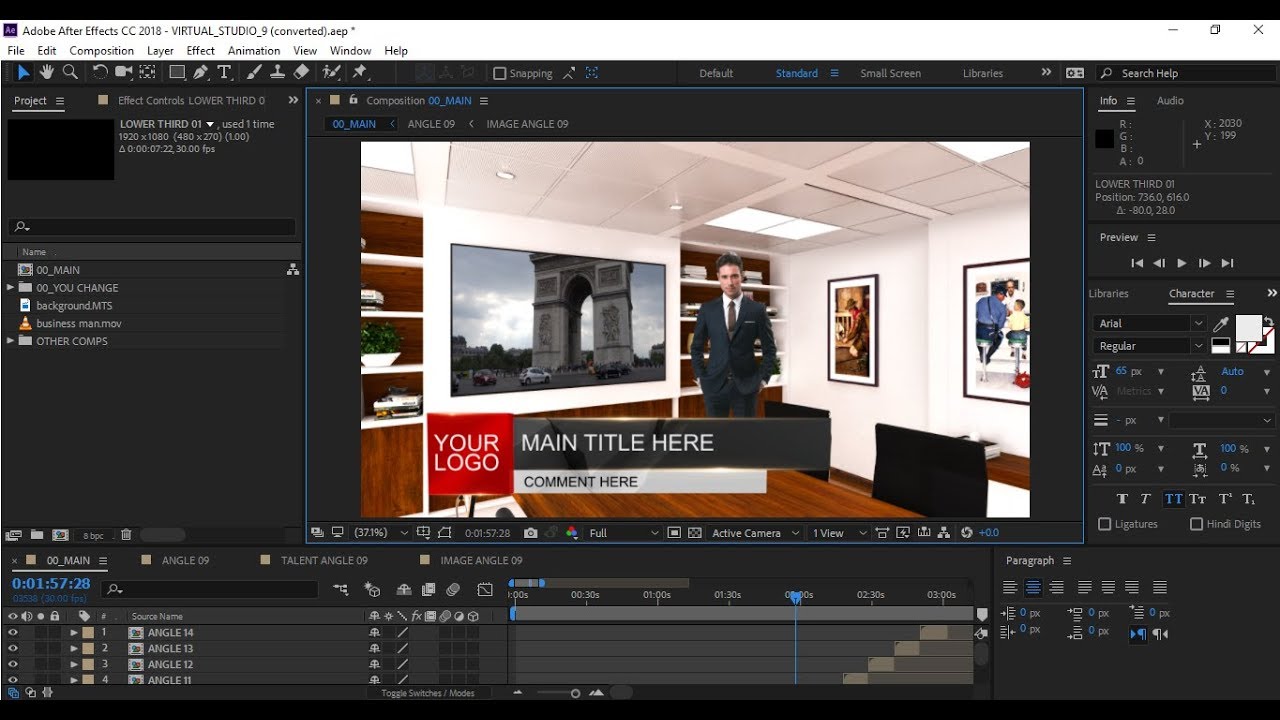 After Effects Template Tutorial Virtual Studio 9 | Bluefx