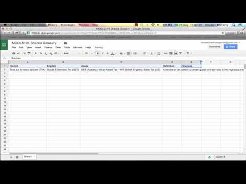 Shared Glossaries via Google Docs