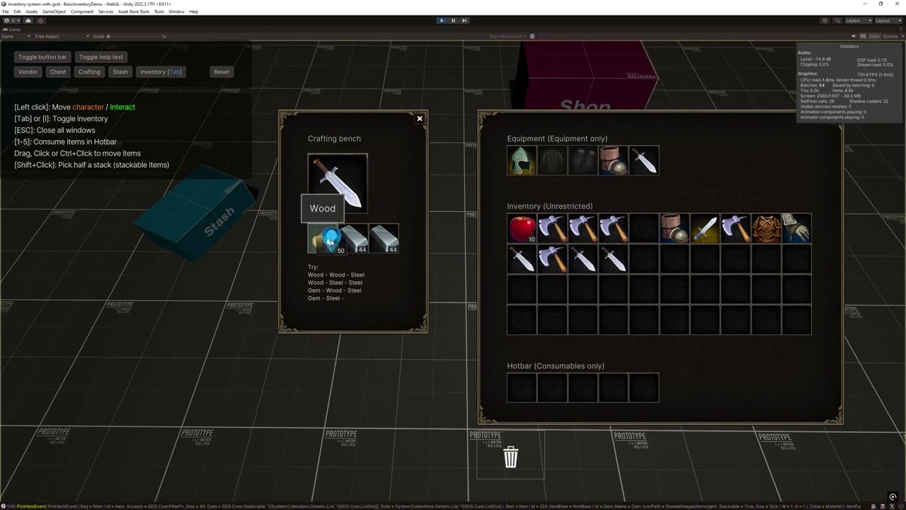 Unity - Extensible Inventory System v1.3 (Free Asset) - Demo