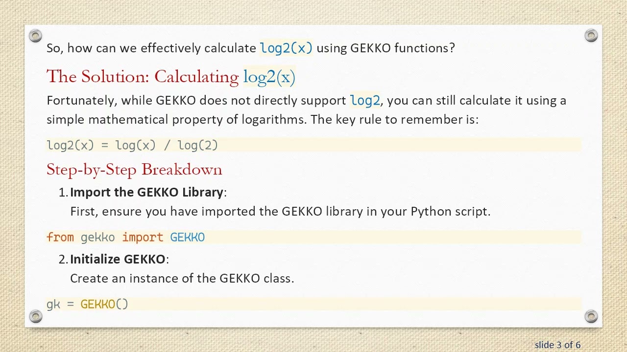 How to Use Log Base 2 with GEKKO in Python