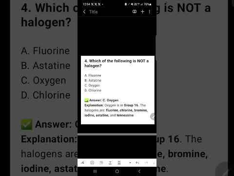 Which Element is NOT a Halogen? | Chemistry Quiz Explained